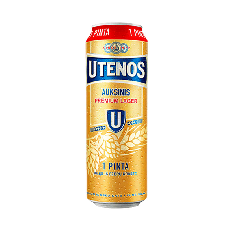 UTENOS beer gold 5% can 0.568L